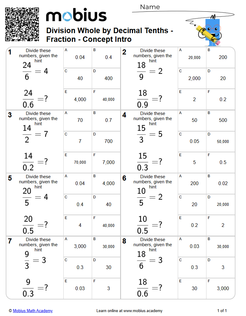 Division Whole by Decimal Tenths - Fraction - Concept Intro (Level 1 ...