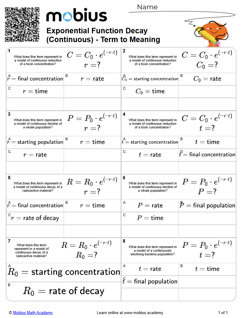 Level 1 | Exponents | Grades 10-11 Math Worksheets - Mobius Math Academy