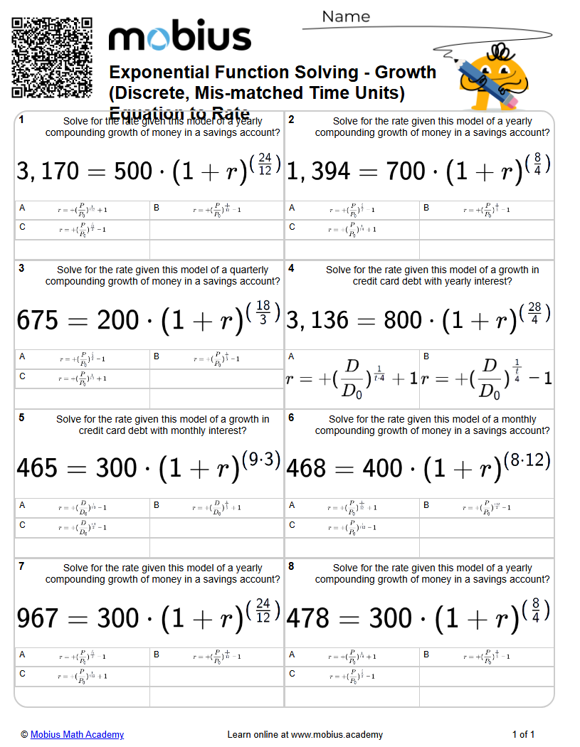Exponential Function Solving - Growth (Discrete, Mis-matched Time Units ...