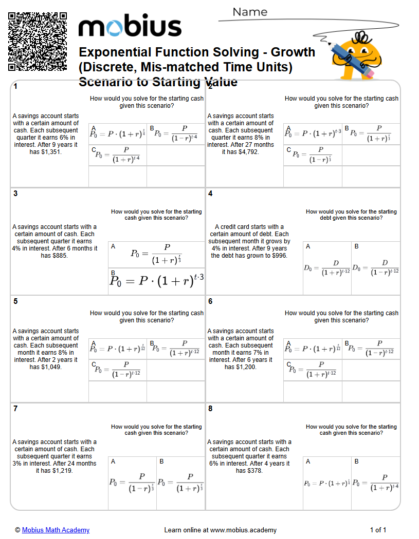 Exponential Function Solving - Growth (Discrete, Mis-matched Time Units ...