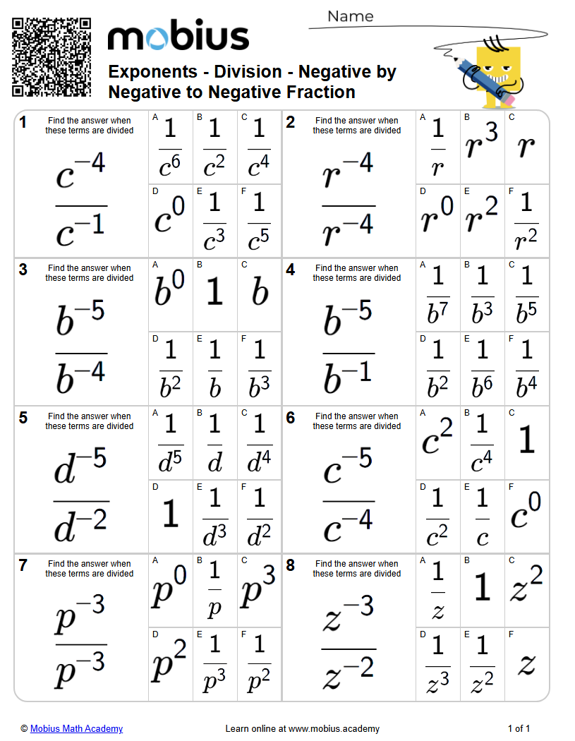 Division - Negative by Negative to Negative Fraction (Level 1 ...