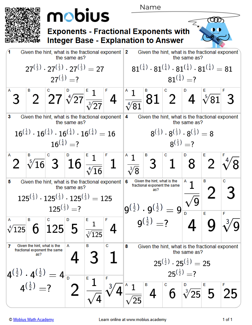 Exponents - Fractional Exponents with Integer Base - Explanation to ...