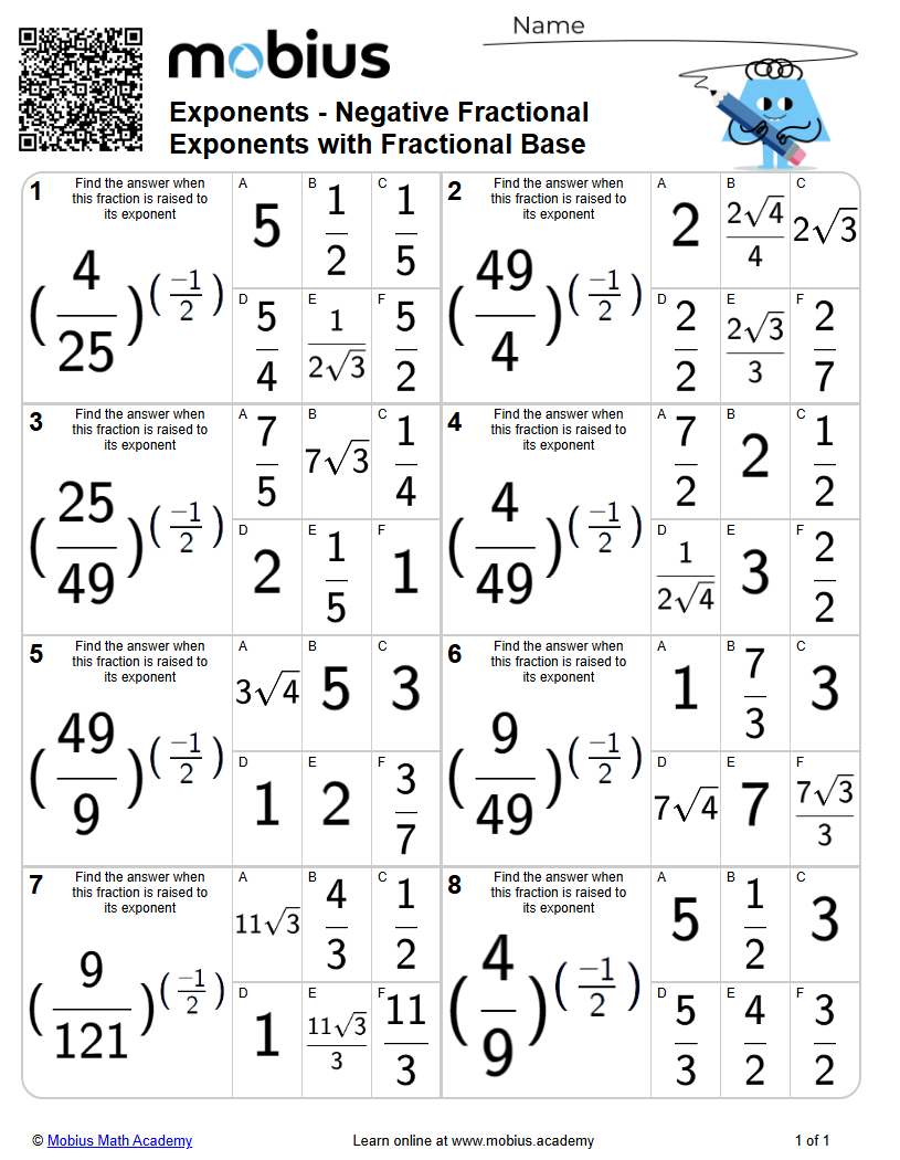 Exponents | Negative Fractional Exponents with Fractional Base (Level 1 ...