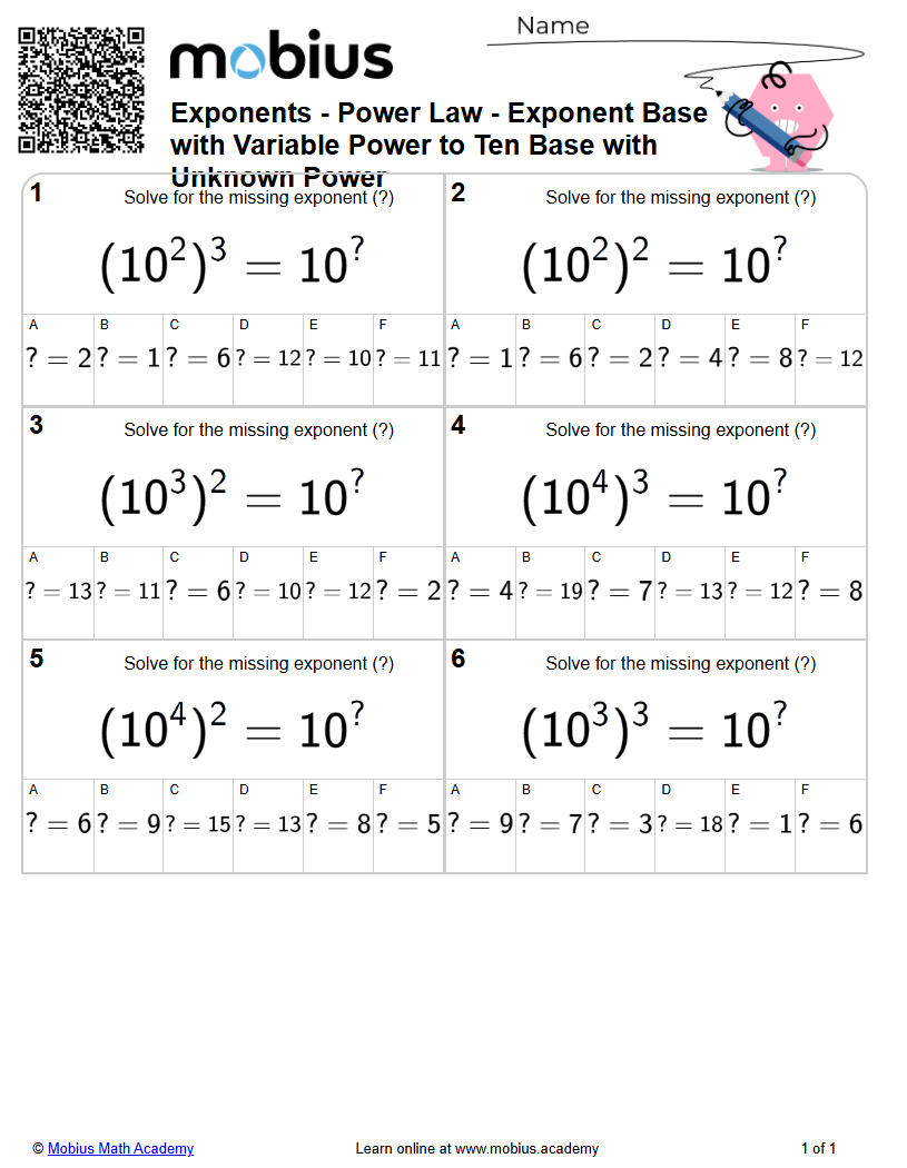 Exponents | Power Law - Exponent Base with Variable Power to Ten Base ...