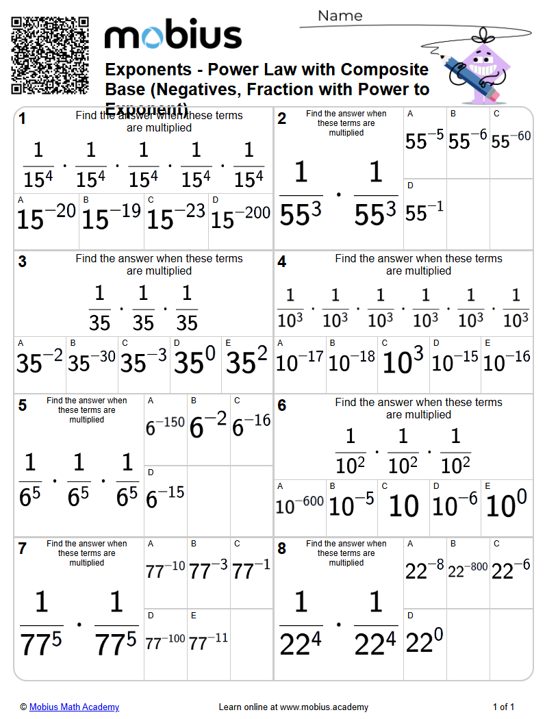 Exponents | Power Law with Composite Base (Negatives, Fraction with ...