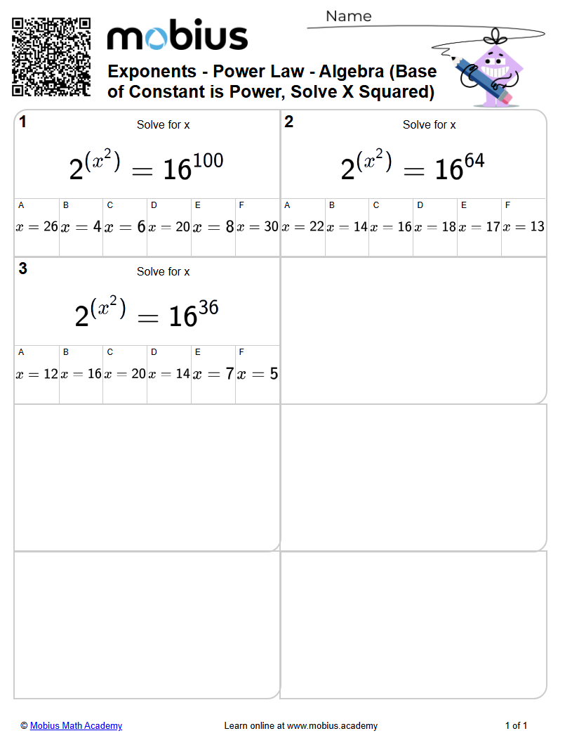 Exponents - Power Law - Algebra (Base of Constant is Power, Solve X ...