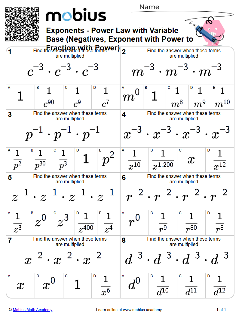 Exponents - Power Law with Variable Base (Negatives, Exponent with ...