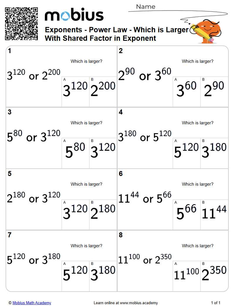 Exponents - Power Law - Which is Larger With Shared Factor in Exponent ...