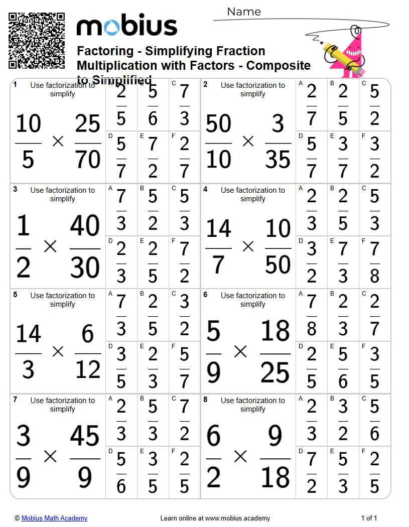 Factoring - Simplifying Fraction Multiplication with Factors ...