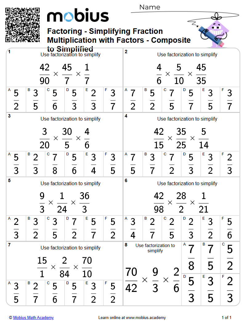 Factoring - Simplifying Fraction Multiplication with Factors ...