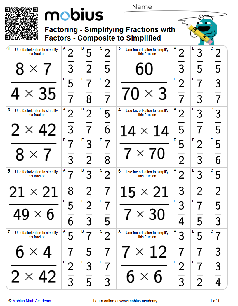 Factoring - Simplifying Fractions with Factors - Composite to ...