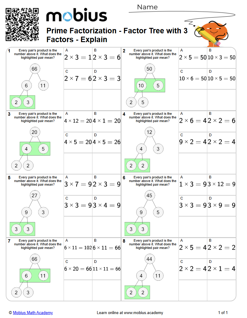 Prime Factorization - Factor Tree with 3 Factors - Explain (Level 2 ...