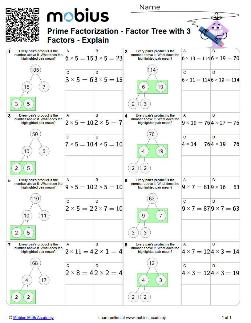 Prime Factorization - Factor Tree with 3 Factors - Explain (Level 3 ...