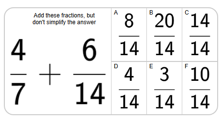 Fraction Addition - Basic (No Simplifying Answers) - One Changed ...
