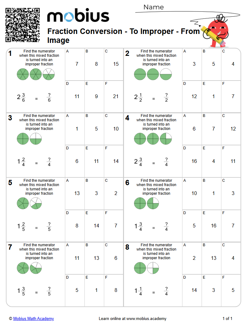 Fraction Conversion - To Improper - From Image | Level 1 | Grade 5 Math ...
