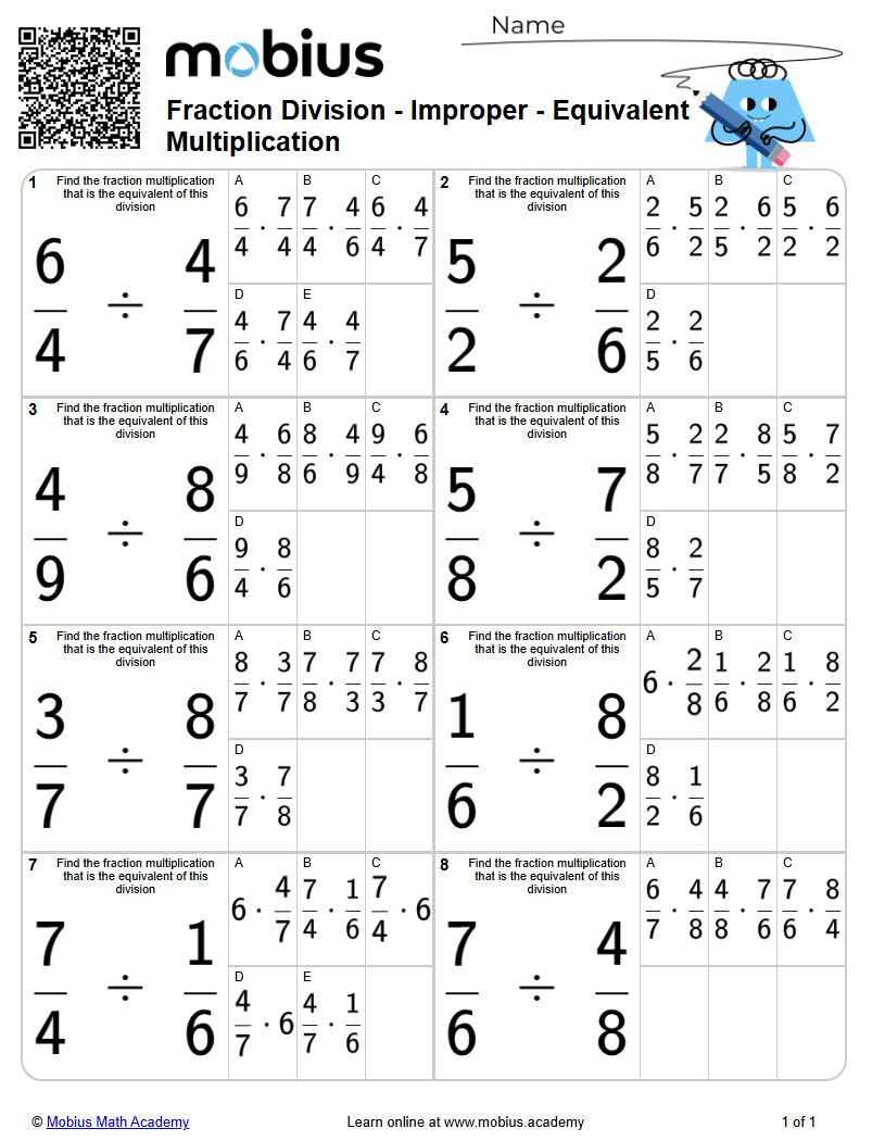 Fraction Division - Improper - Equivalent Multiplication | Level 2 ...