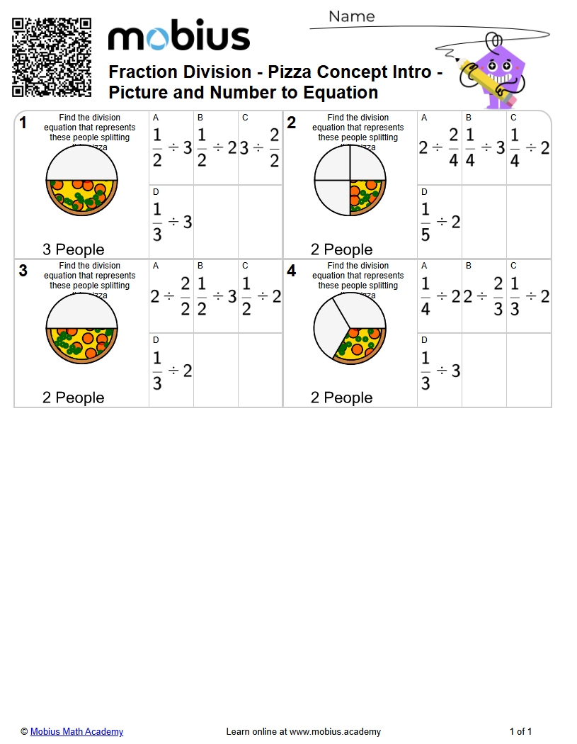 Level 1 | Fractions/Decimals | Grade 9 Math Worksheets - Mobius Math ...