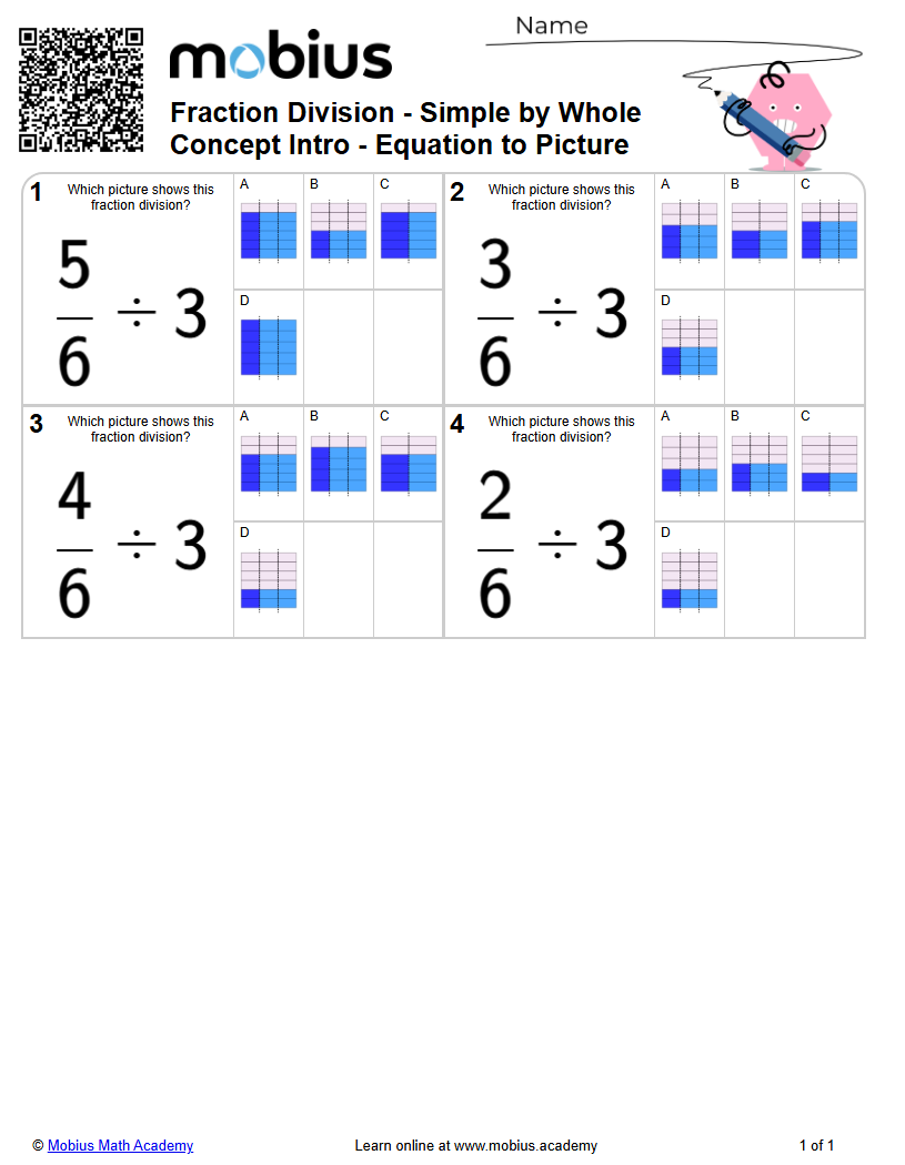 Fraction Division - Simple by Whole Concept Intro - Equation to Picture ...