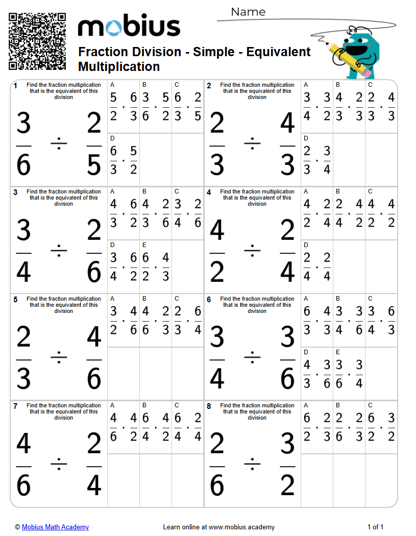 Fraction Division - Simple - Equivalent Multiplication (Level 3 ...