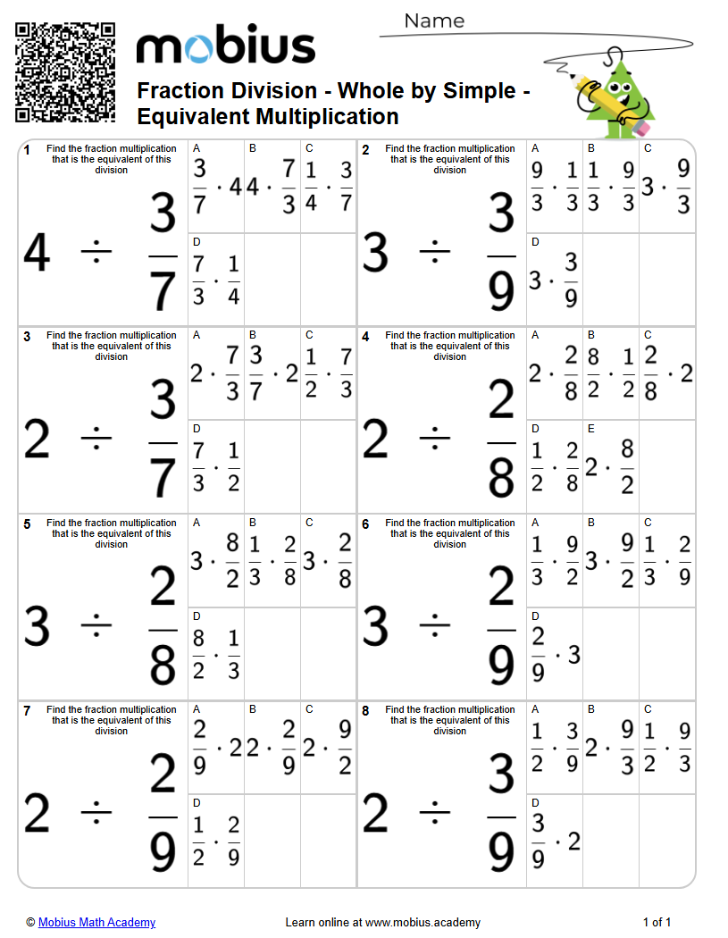 Fraction Division - Whole by Simple - Equivalent Multiplication | Level ...