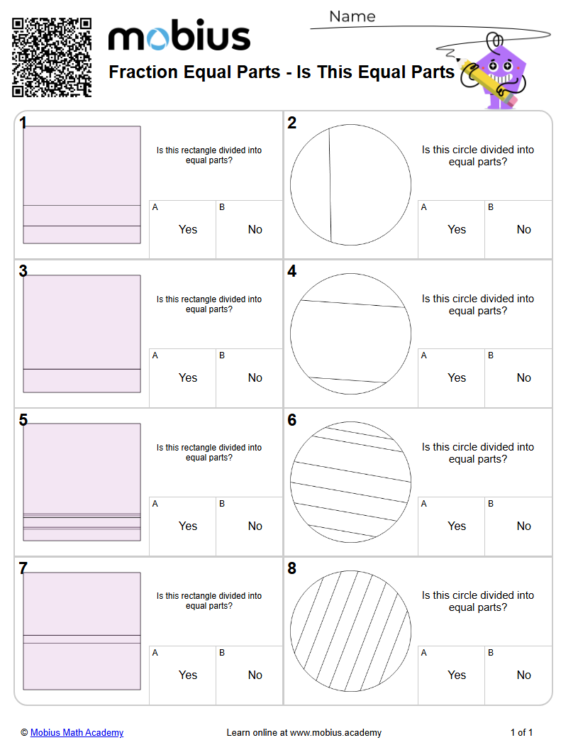 Fraction Equal Parts - Is This Equal Parts | Level 1 | Grades 1-2 Math ...