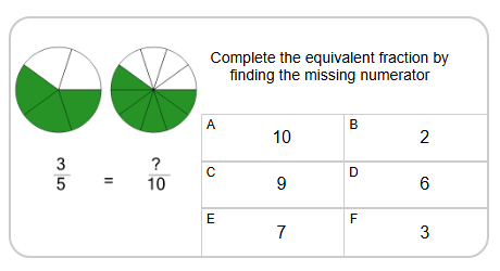 Fractions - Equivalent Numerator From Image (Circle) (Level 1) - Mobius ...