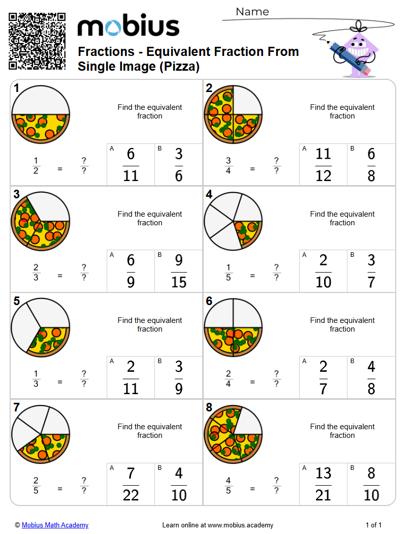 Fractions - Equivalent Fraction From Single Image (Pizza) | Level 1 ...