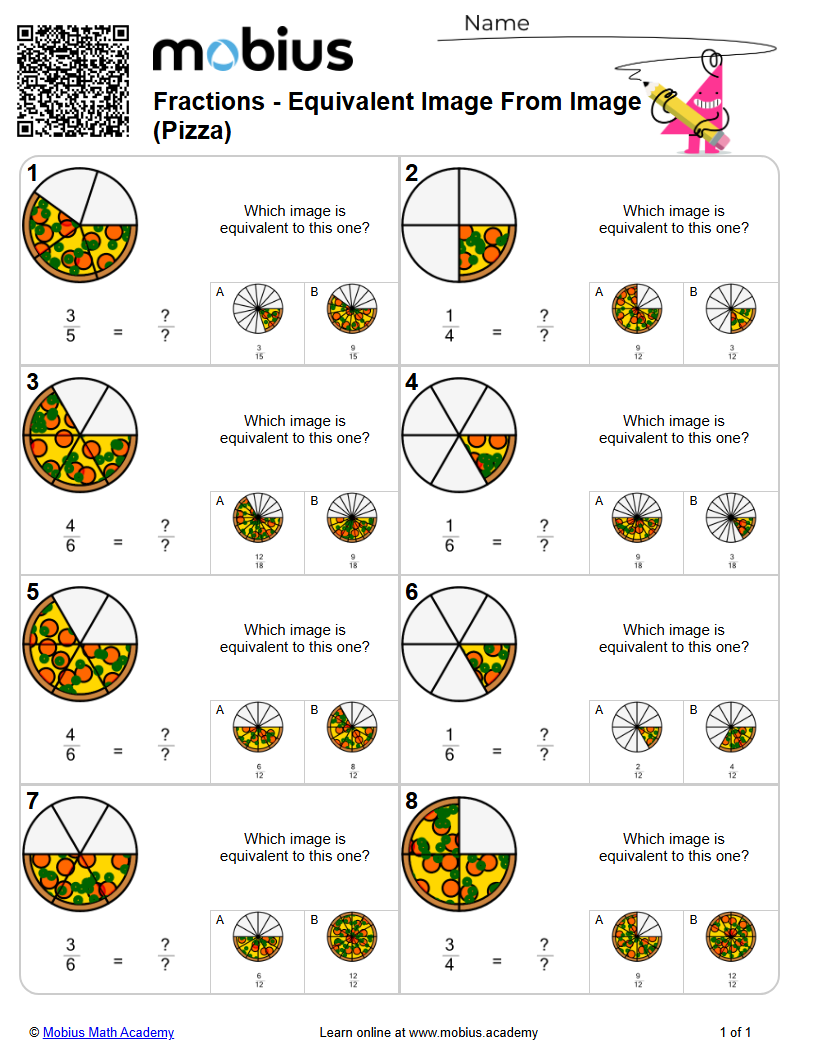 Fractions - Equivalent Image From Image (Pizza) (Level 2) - Mobius Math ...