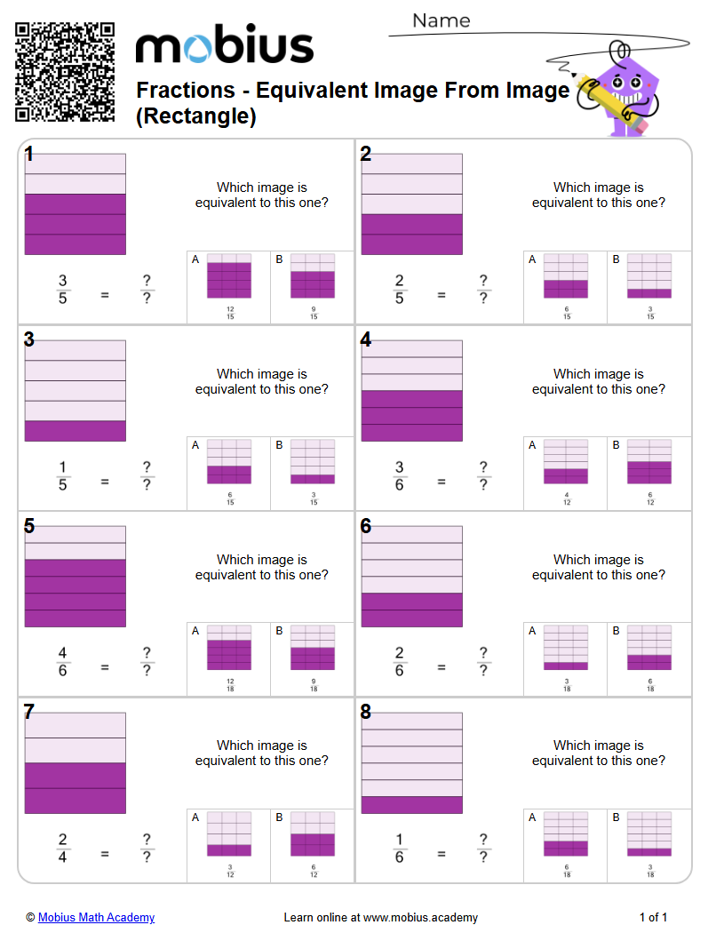 Fractions - Equivalent Image From Image (Rectangle) (Level 2) - Mobius ...