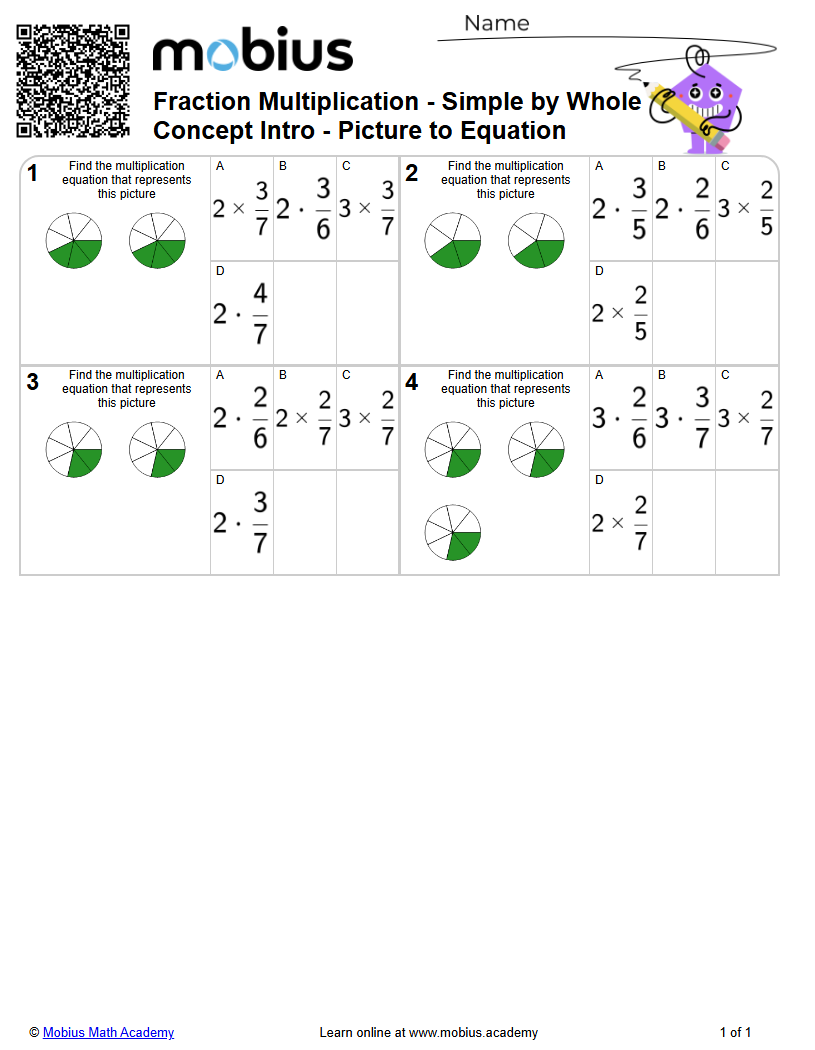 Fraction Multiplication - Simple by Whole Concept Intro - Picture to ...