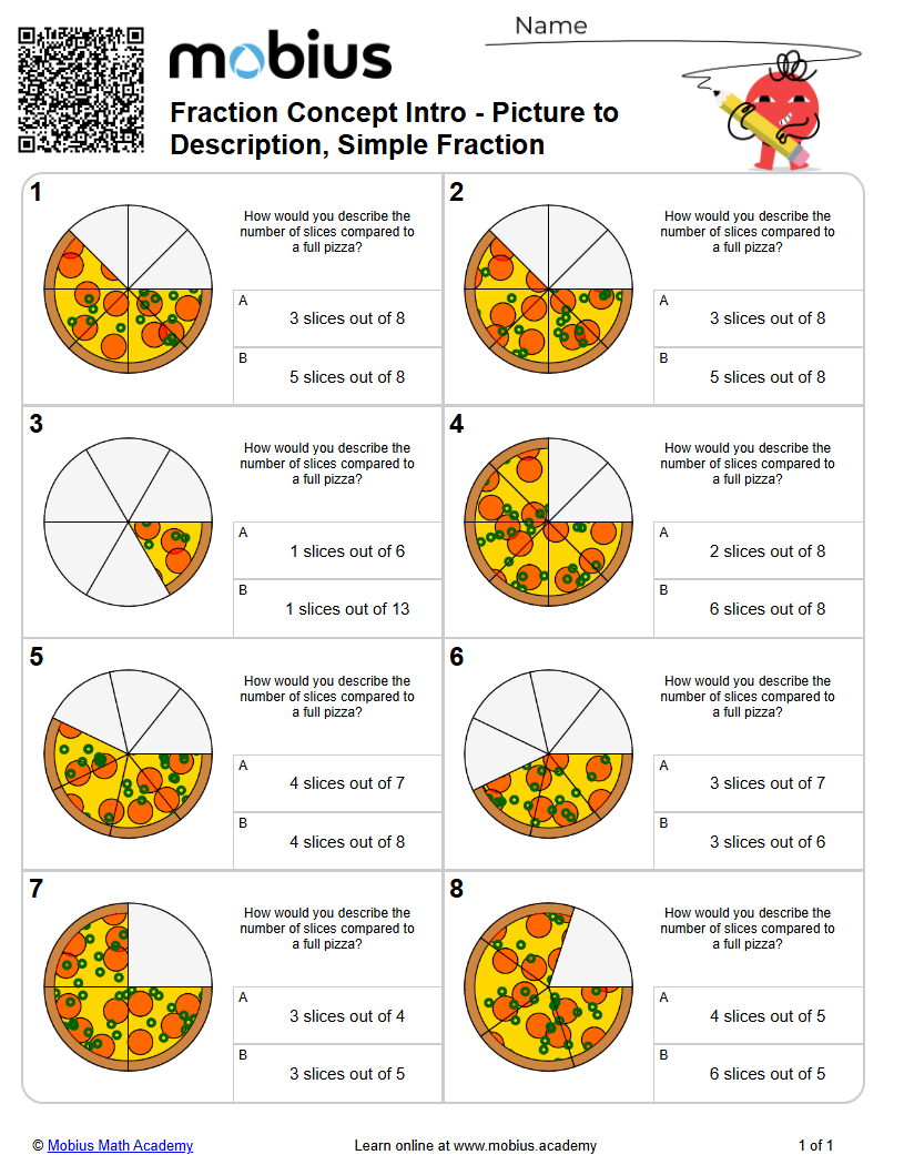 Fraction Concept Intro - Picture to Description, Simple Fraction ...