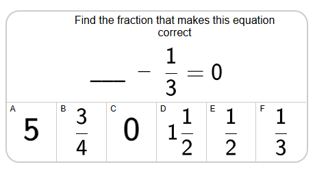 Fraction Subtraction - Missing Value (Simple) - No Changed Denominator ...
