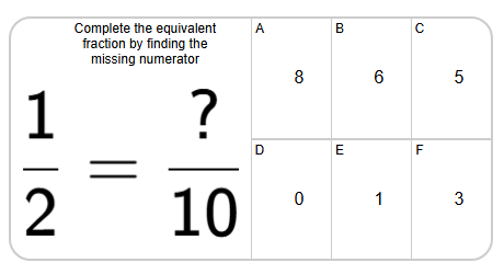 Fractions - Equivalent, Find Numerator - 1 digit (Level 2) - Mobius ...