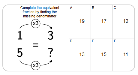 Fractions - Equivalent, Find Denominator - 1 digit with Equation ...
