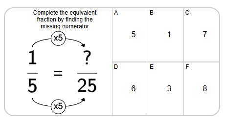 Fractions - Equivalent, Find Numerator - 1 digit with Equation Graphic ...