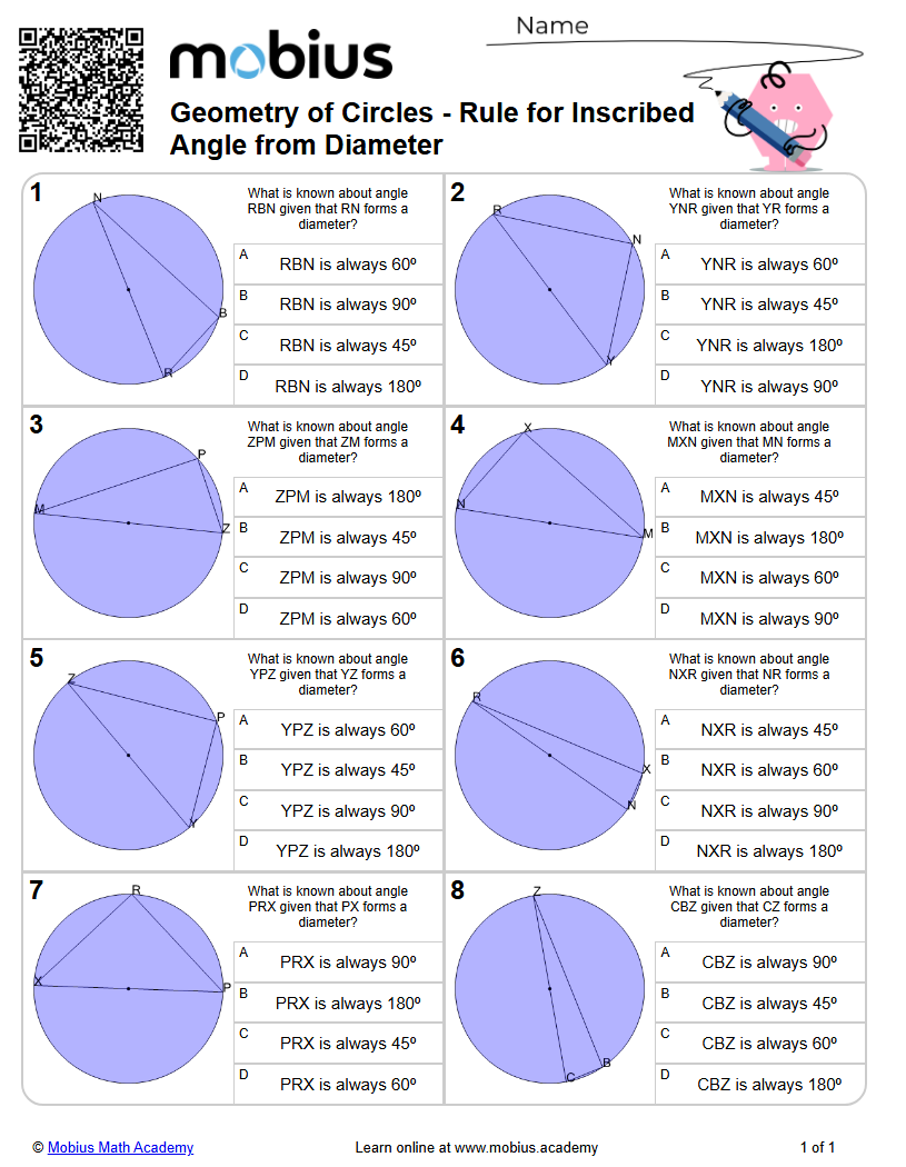 Geometry of Circles | Rule for Inscribed Angle from Diameter (Level 1 ...