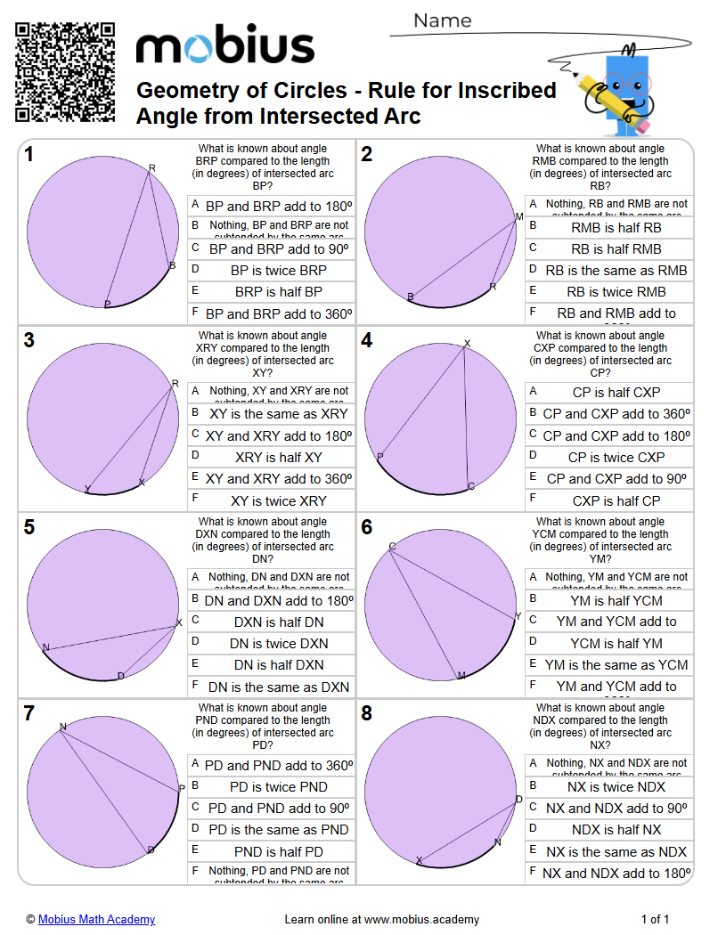 Geometry of Circles - Rule for Inscribed Angle from Intersected Arc ...