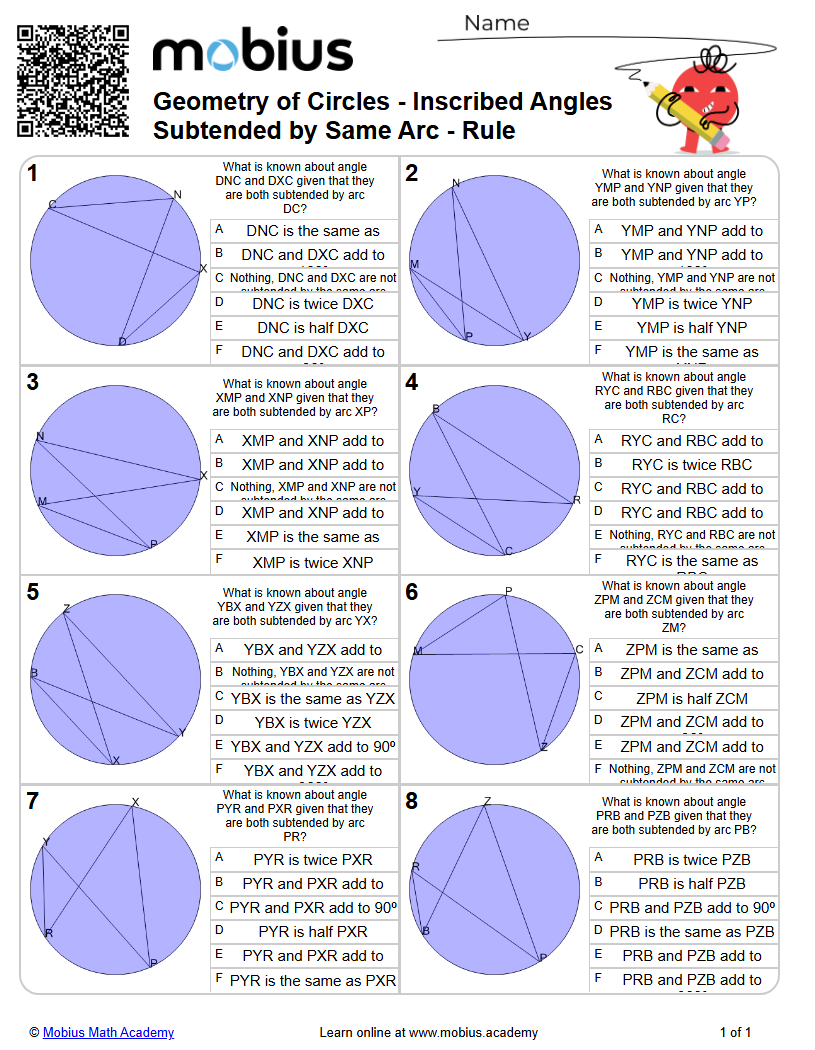 Geometry of Circles | Inscribed Angles Subtended by Same Arc - Rule ...