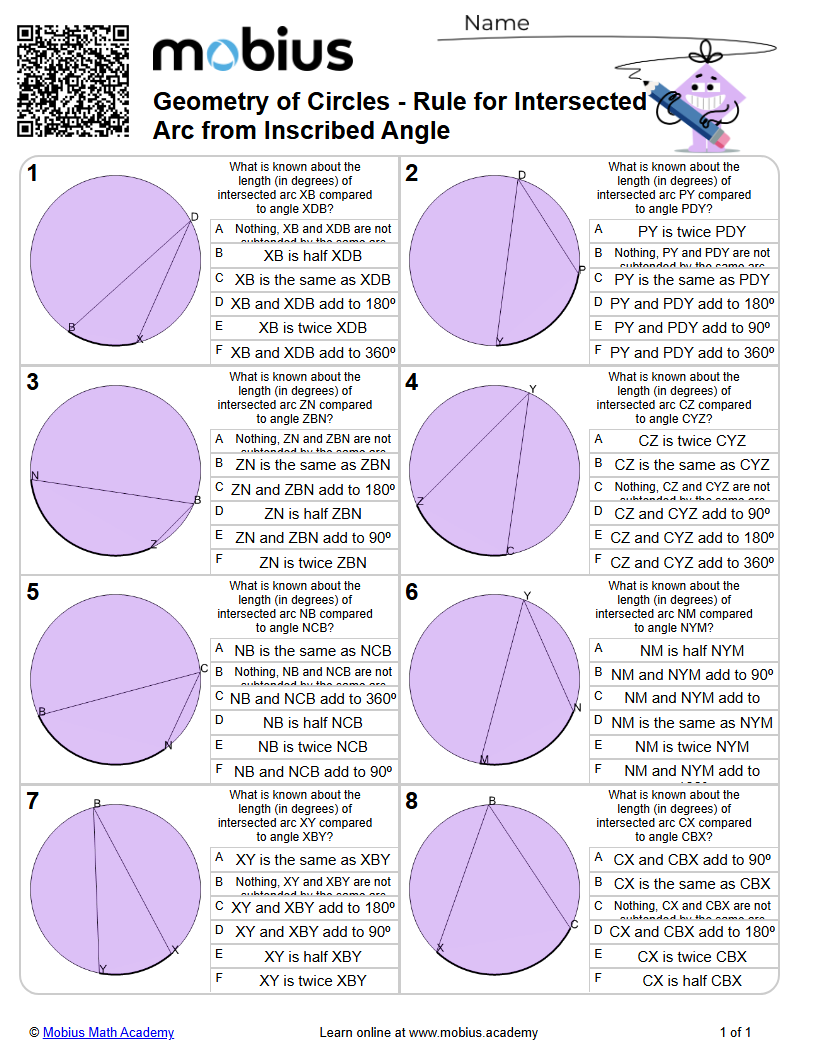 Geometry of Circles - Rule for Intersected Arc from Inscribed Angle ...