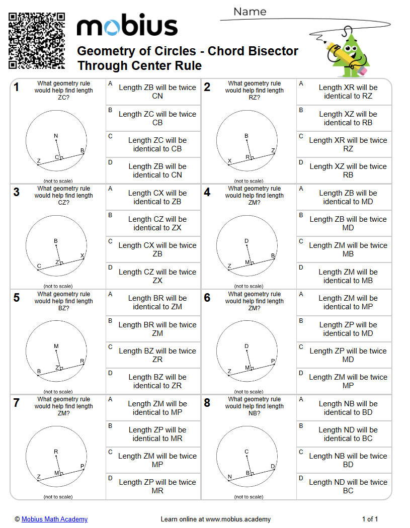 Chord Bisector Through Center Rule (Level 1) | Geometry 2D | Grades 9 ...