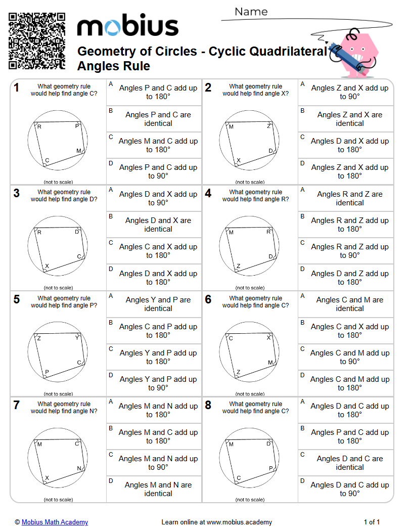 Geometry of Circles - Cyclic Quadrilateral Angles Rule (Level 1 ...