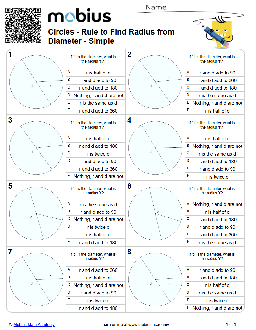 Level 2 | Circles | Grades 4-7 Math Worksheets - Mobius Math Academy