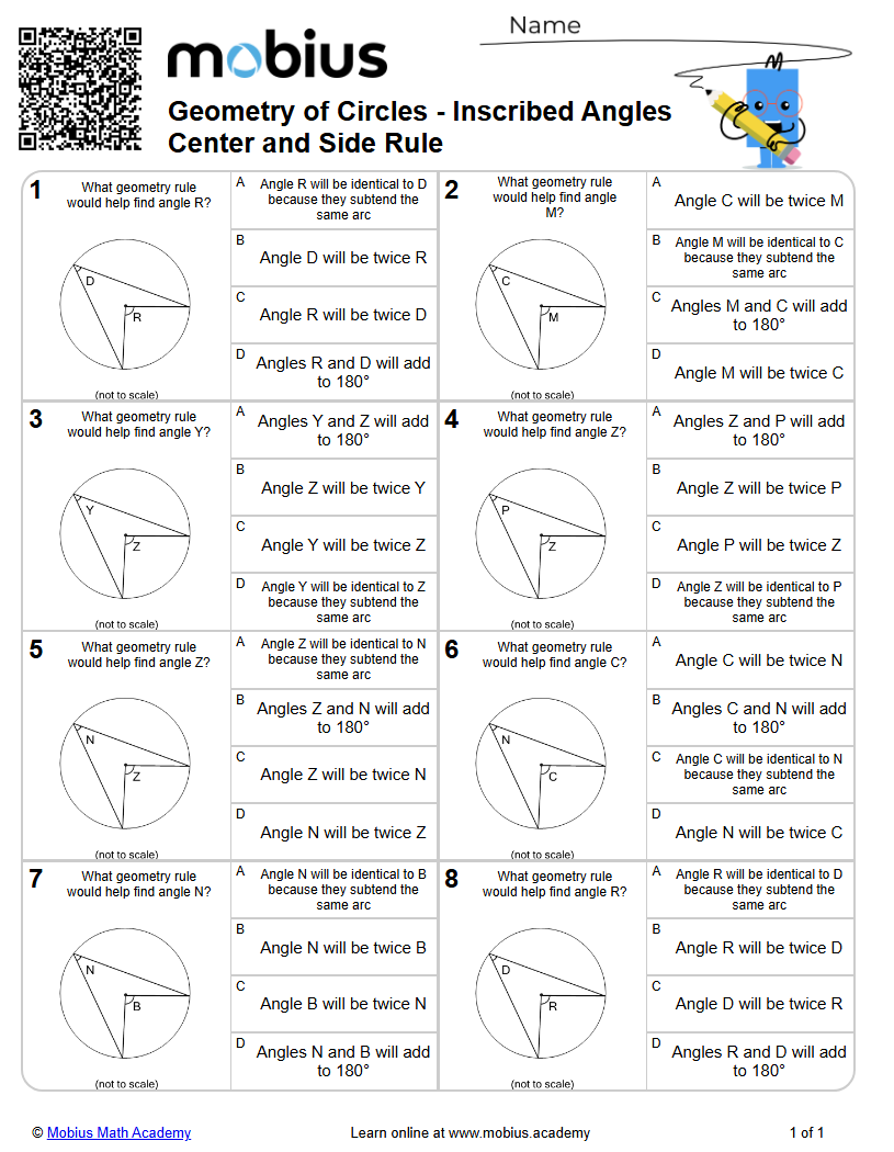 Inscribed Angles Center and Side Rule (Level 1) | Geometry 2D | Grades ...
