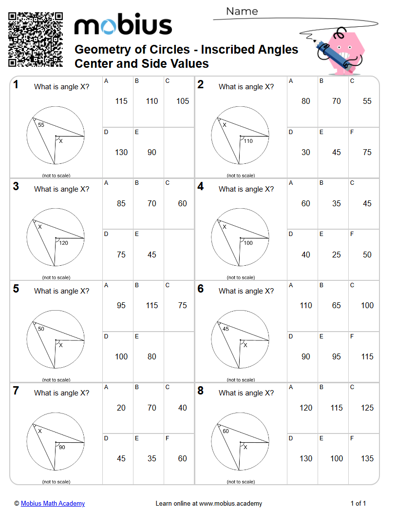Geometry of Circles - Inscribed Angles Center and Side Values (Level 1 ...