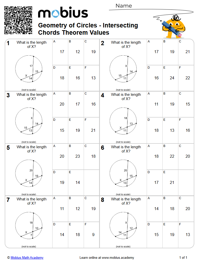 Geometry of Circles - Intersecting Chords Theorem Values (Level 1 ...