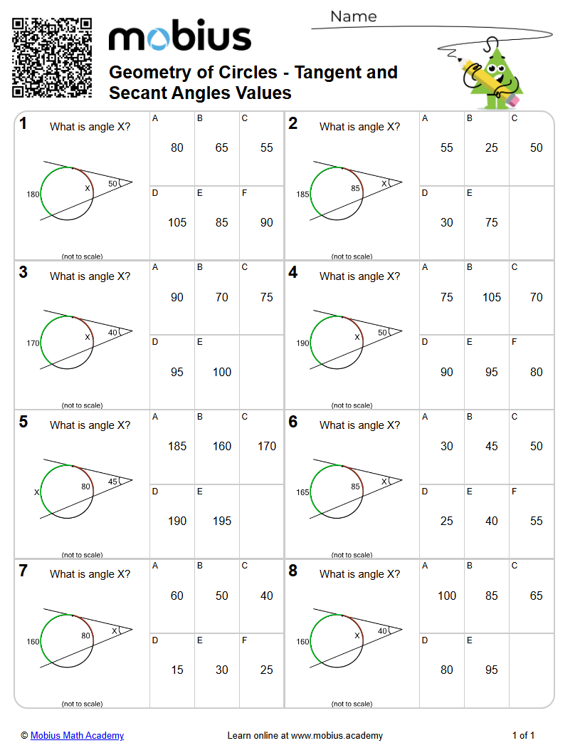Tangent and Secant Angles Values (Level 1) | Geometry 2D | Grades 10-11 ...