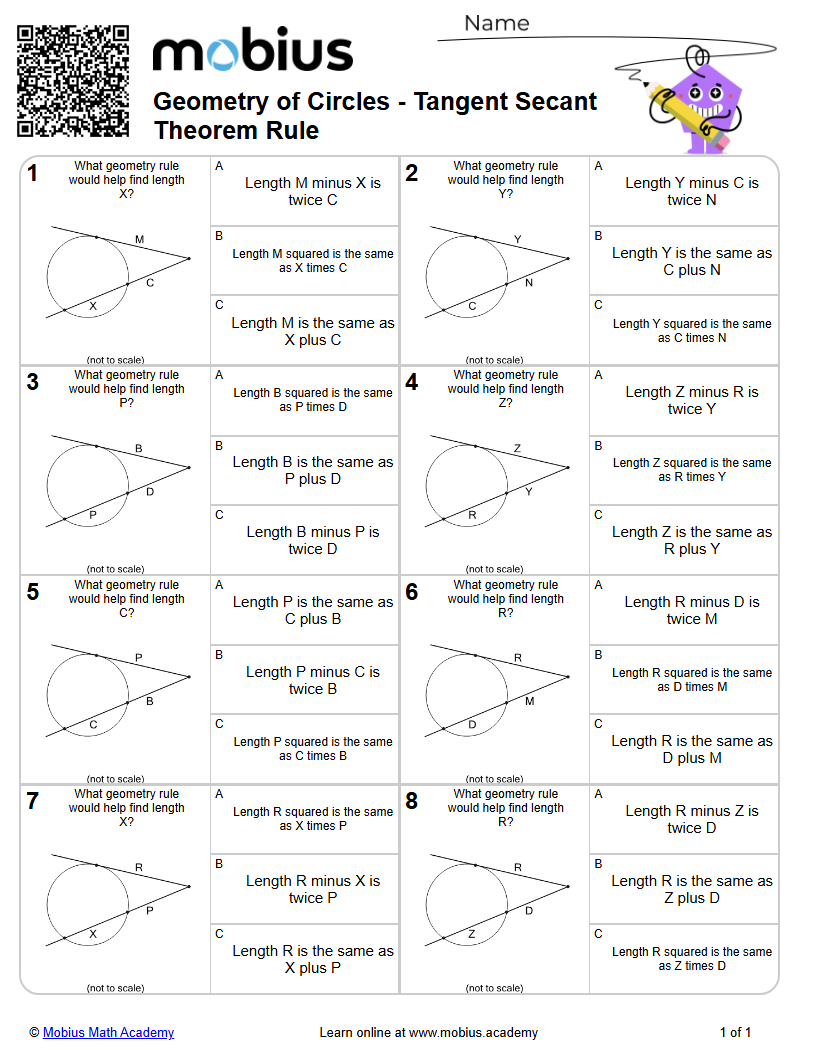 Geometry of Circles | Tangent Secant Theorem Rule (Level 1) | Grades 10 ...