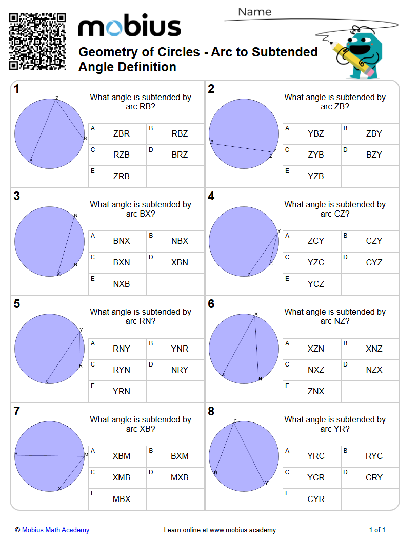 Geometry of Circles - Arc to Subtended Angle Definition (Level 1 ...