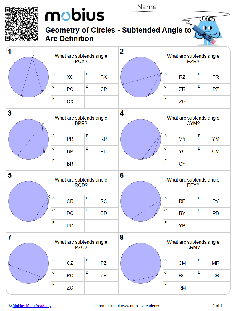 Geometry of Circles - Subtended Angle to Arc Definition (Level 1 ...