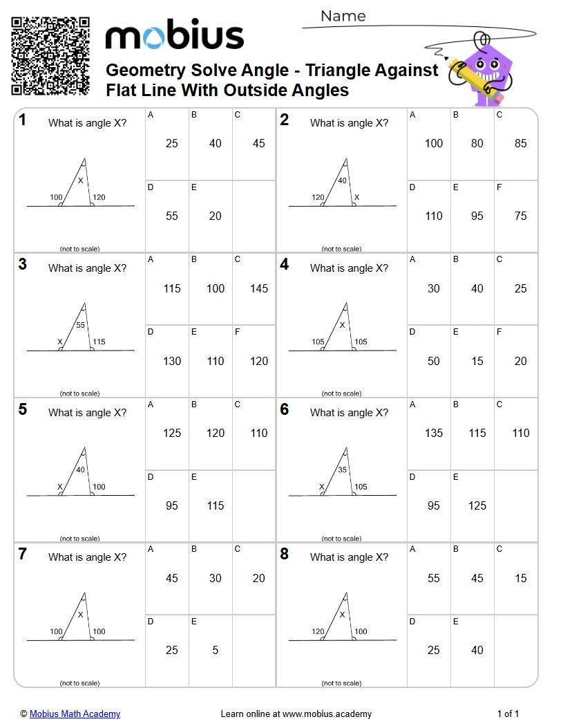 Geometry Solve Angle - Triangle Against Flat Line With Outside Angles ...